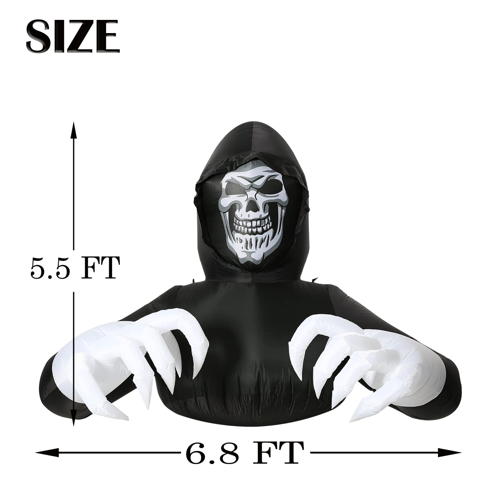 6.8FT Width Inflatables Grim Reaper Outdoor Halloween Decoration Blow ...
