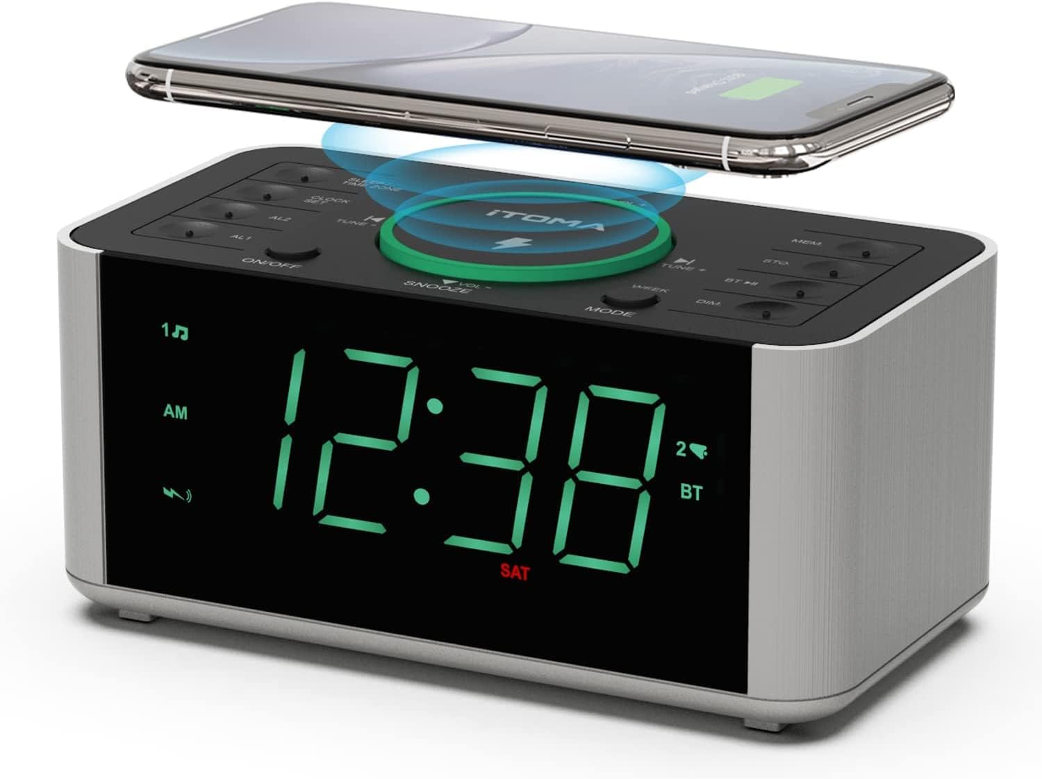 iTOMA Reloj Despertador con Radio Am/FM, regulador de Intensidad de 4 ...