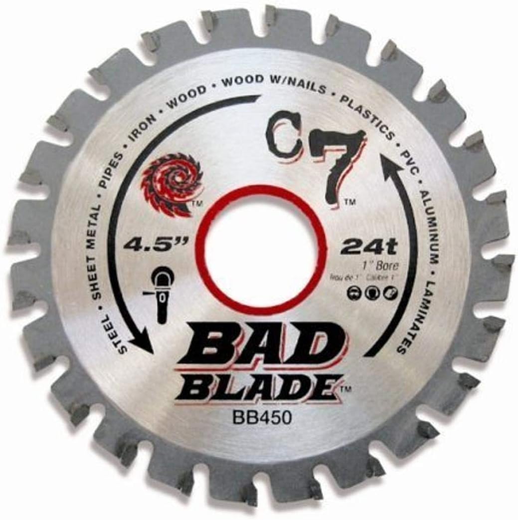 KwikTool USA BB450 C7 Bad Blade 4-1/2-Inch 24 Tooth with 1-Inch Arbor ...