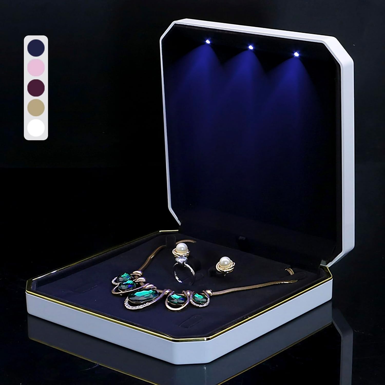 Amazon.com: HSLFUAI Necklace Box with Led,Jewelry Box for Necklace ...