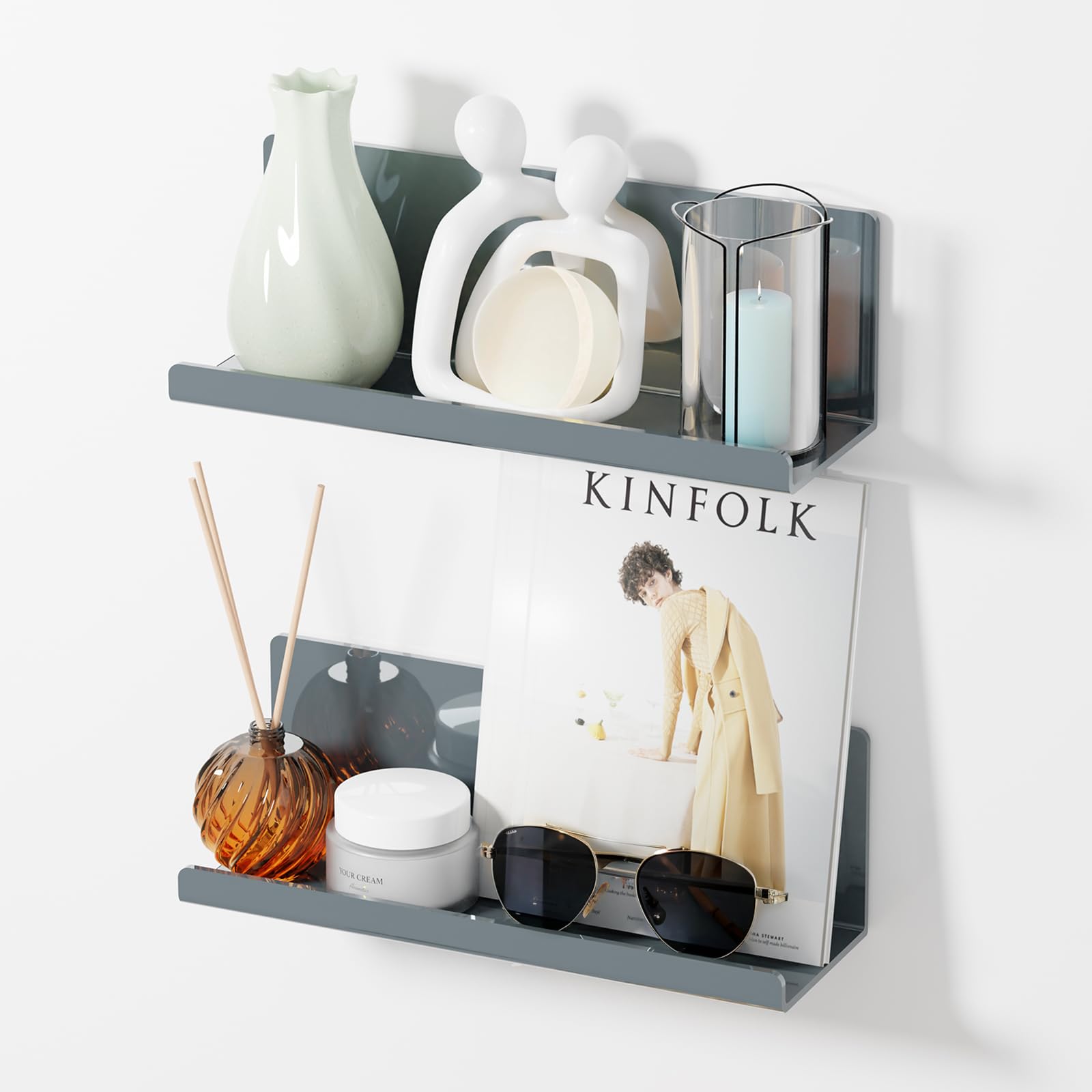 Amazon.com: PAVSTINE Adhesive Floating Shelves for Wall No Drilling, 12 ...