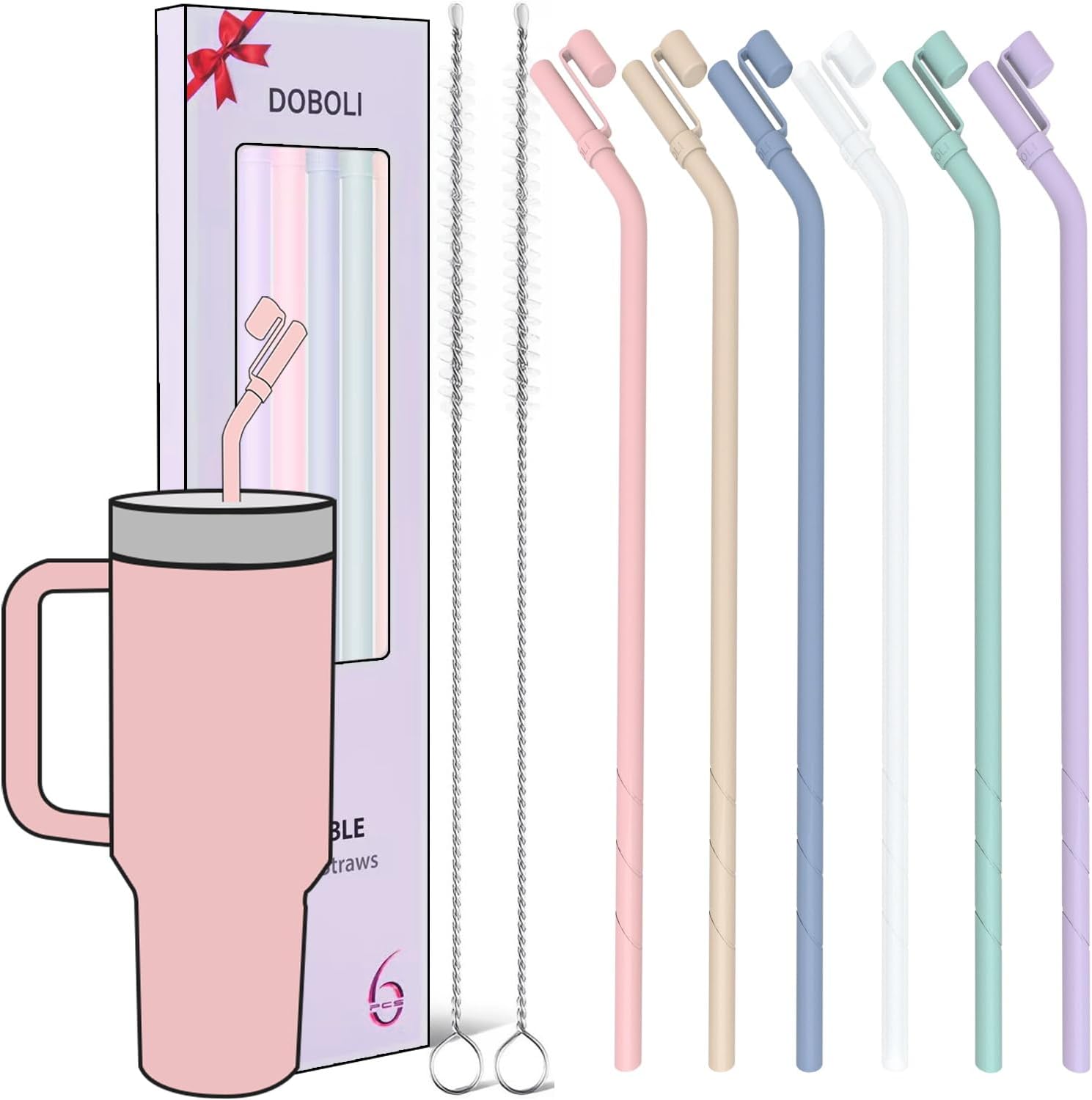 Amazon.com: Prurex Metal Straws with Silicone Tip for Stanley 40 oz ...