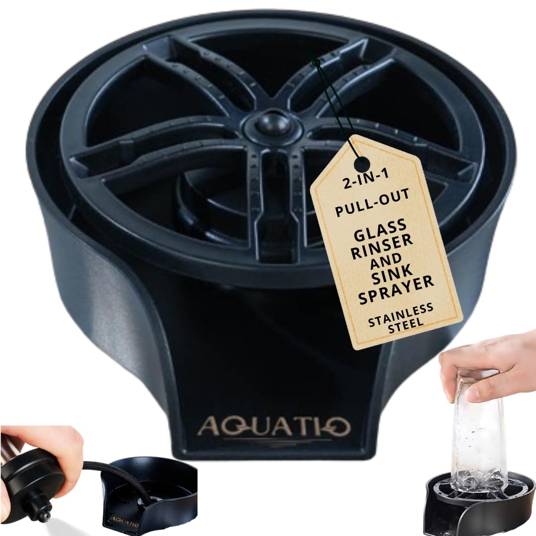 AquatiQ Stainless Steel - 2 in 1- Glass Rinser for Kitchen Sinks - Cup ...