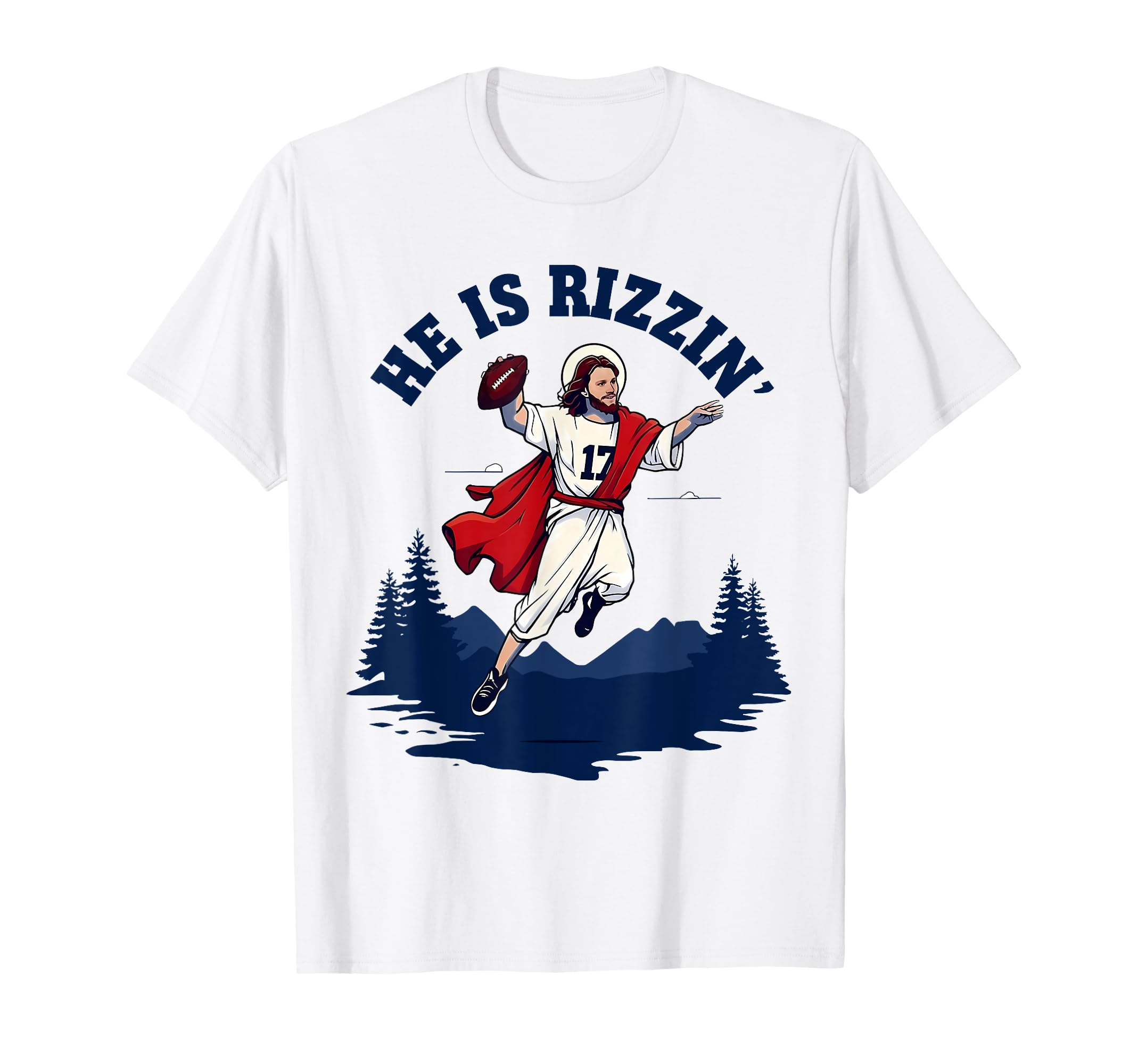 Amazon.com: He is Rizzin Jesus Playing Football Game Day Sports Rizz T ...