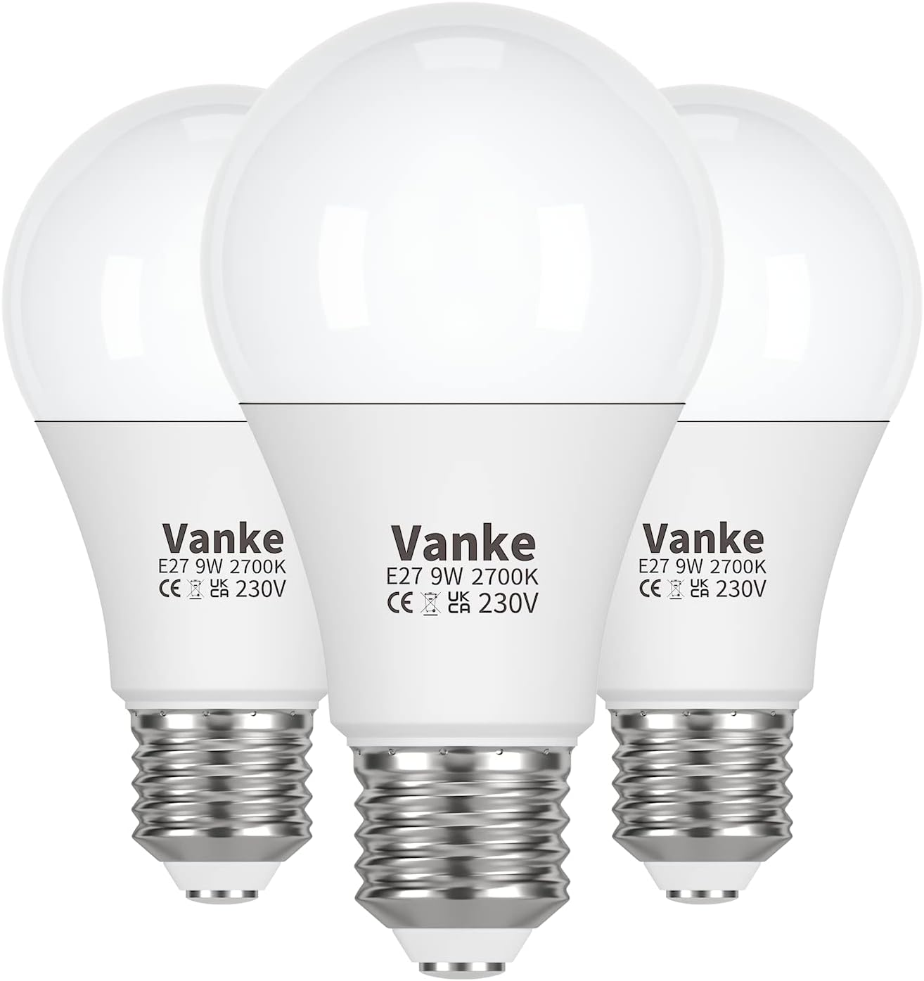 Vanke E27 Screw LED Bulb, Warm White 2700K Yellow Light, 60 Watts ...