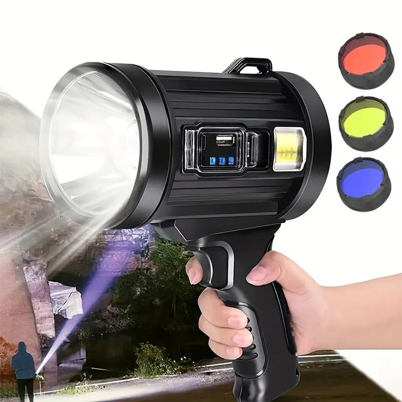 BLURISM Rechargeable Handheld Spotlight with Solar Panel, Lamp Bead ...