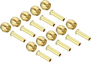 Patikil 4mm Tube OD Brass Compression Sleeves and Ferrules, 20 Pack Brass Ferrule Compression ...