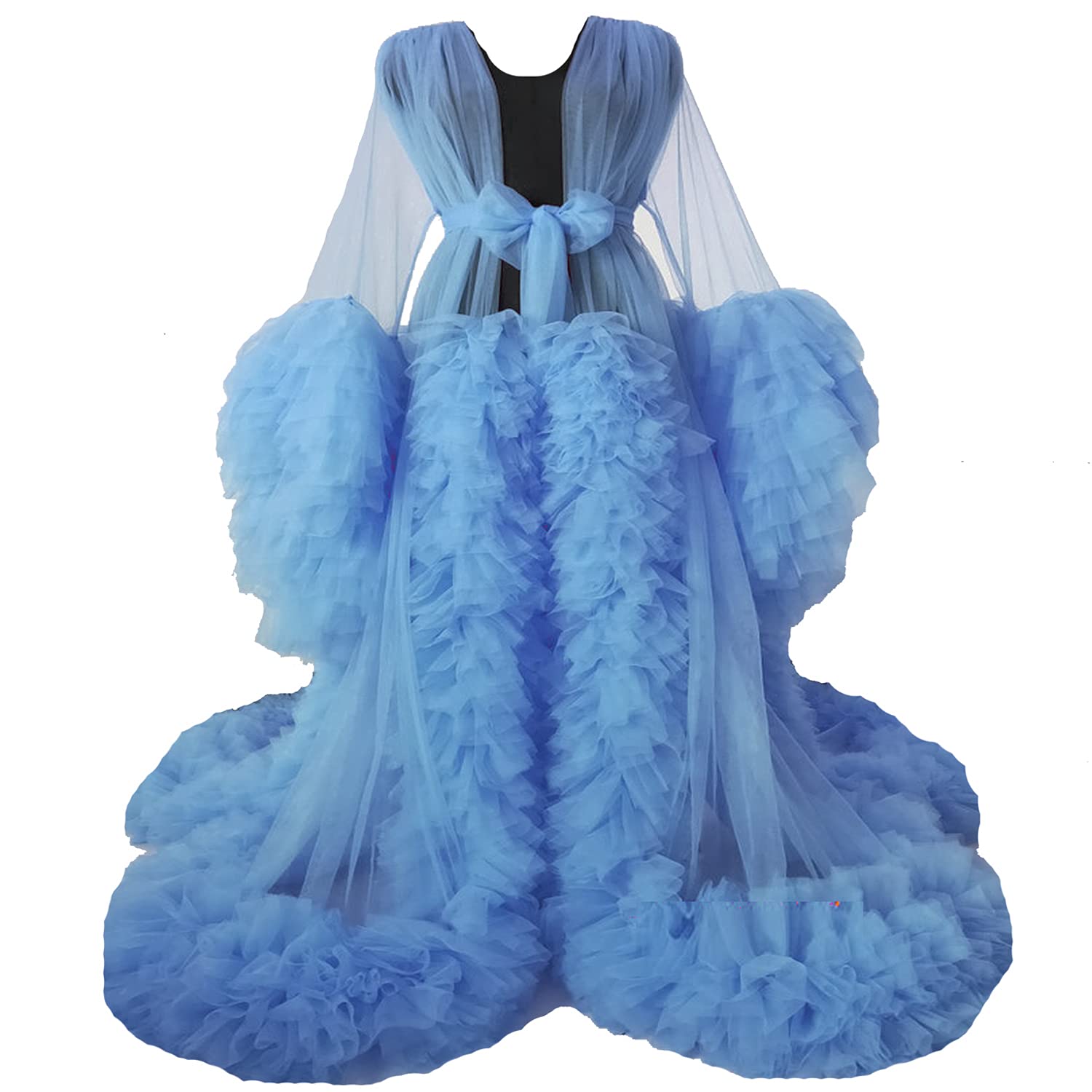 Flybridal Tulle Maternity Robe Bridal Long Nightgown Bathrobe Gown ...