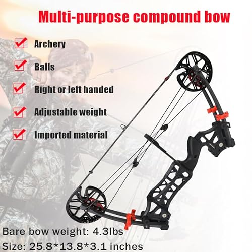 Poearcus Archery Compound Bow Set,30-60lbs Adjustable,Steel Ball and ...