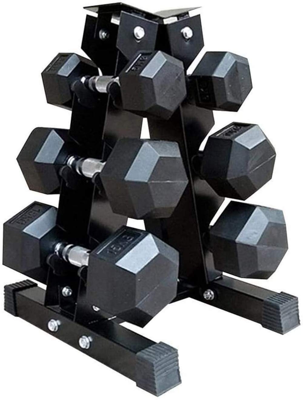 Dumbbell Rack Cap Barbell A Frame 3 Tier Hex Dumbbell | Desertcart Japan