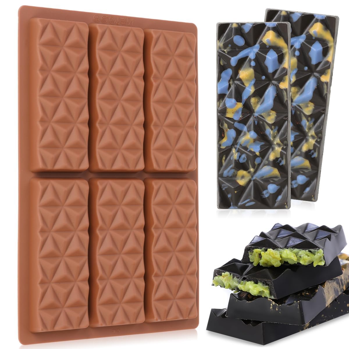Amazon.com: Chocolate Bar Molds Deep Silicone Break-Apart Chocolate ...