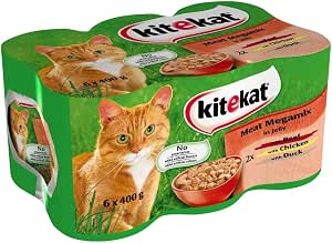 Kitekat Cat Food Cans Meat Megamix Selection in Jelly, 6 x 400g ...