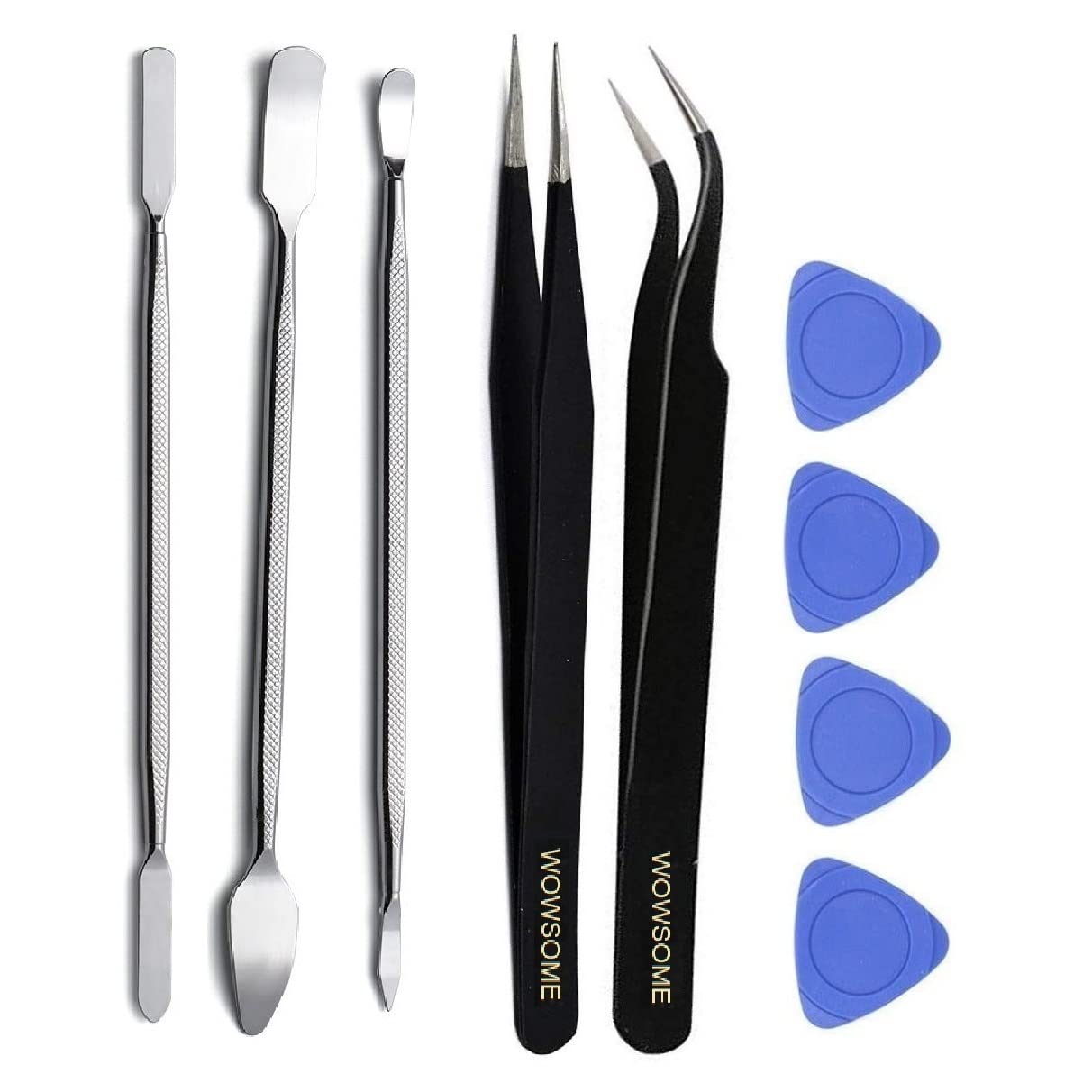 WOWSOME Set of 3 Metal Openers, 2 black tweezers and 5 plastic openers ...