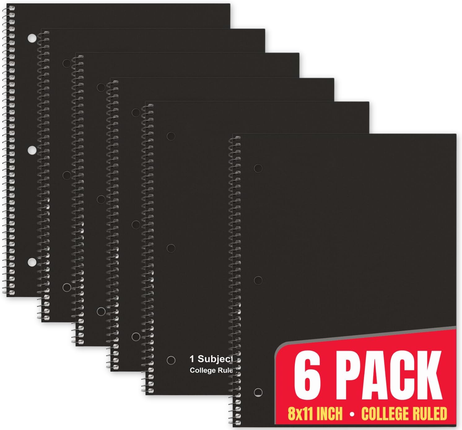 Amazon.com : 1InTheOffice College Ruled Spiral Notebook 8x11, Spiral ...