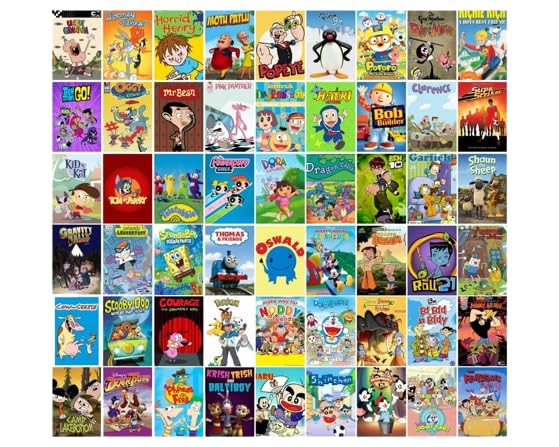 Posters Inc Pack of 54 Nostalgia Cartoon Posters, Home Decor Items For ...