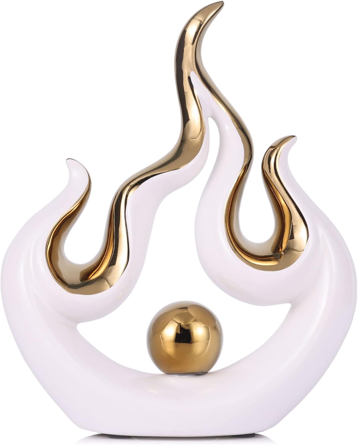 Amazon.com: Home Decor Abstract White Gold Ceramic Statue - Living Room ...