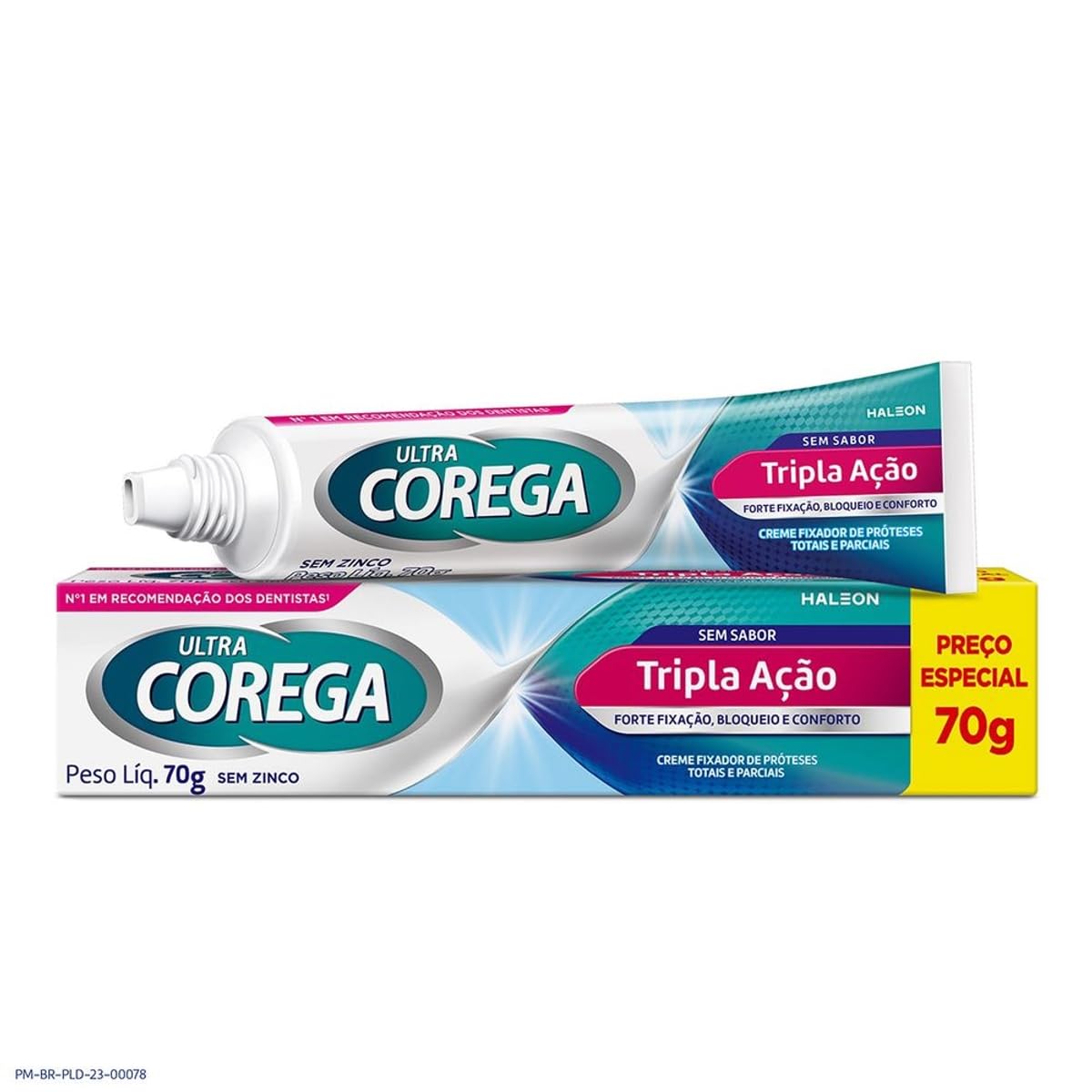 Corega Ultra Tripla Ação Creme Fixador de Próteses Dentárias, Forte ...