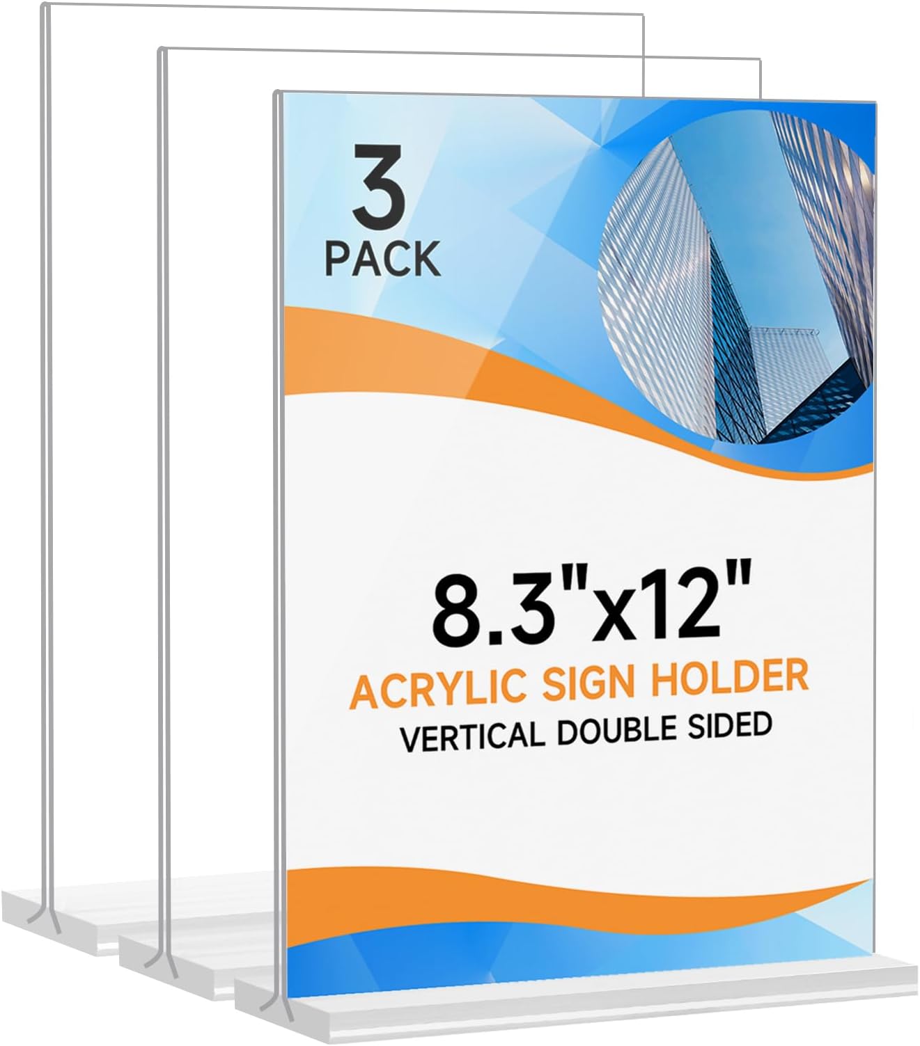 SYHZC 3 Pack 8.3x12 A4 Acrylic Sign Holder Vertical, Double Sided Clear ...