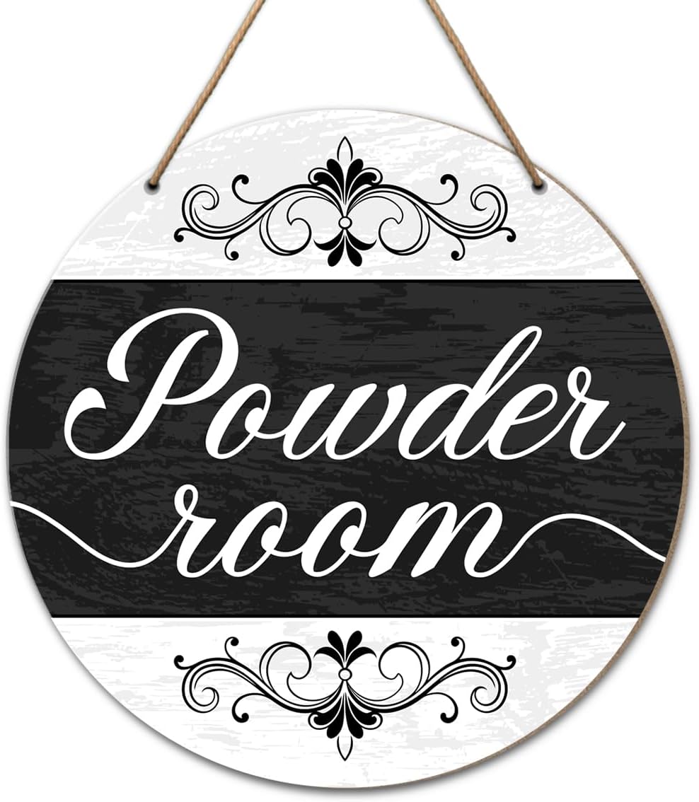 Amazon.com: Powder Room Door Decor Sign, Black And White Powder Room ...