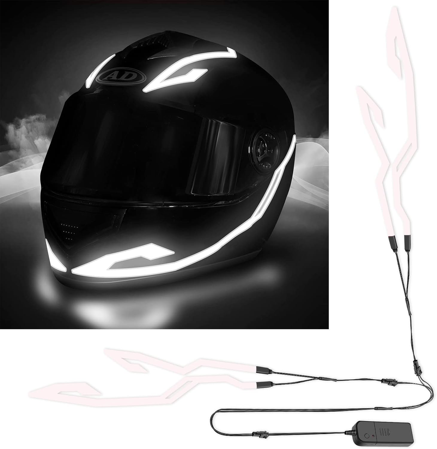 Amazon.com: Motorcycle Helmet Light, 3 Modes Driving EL Light Strips ...