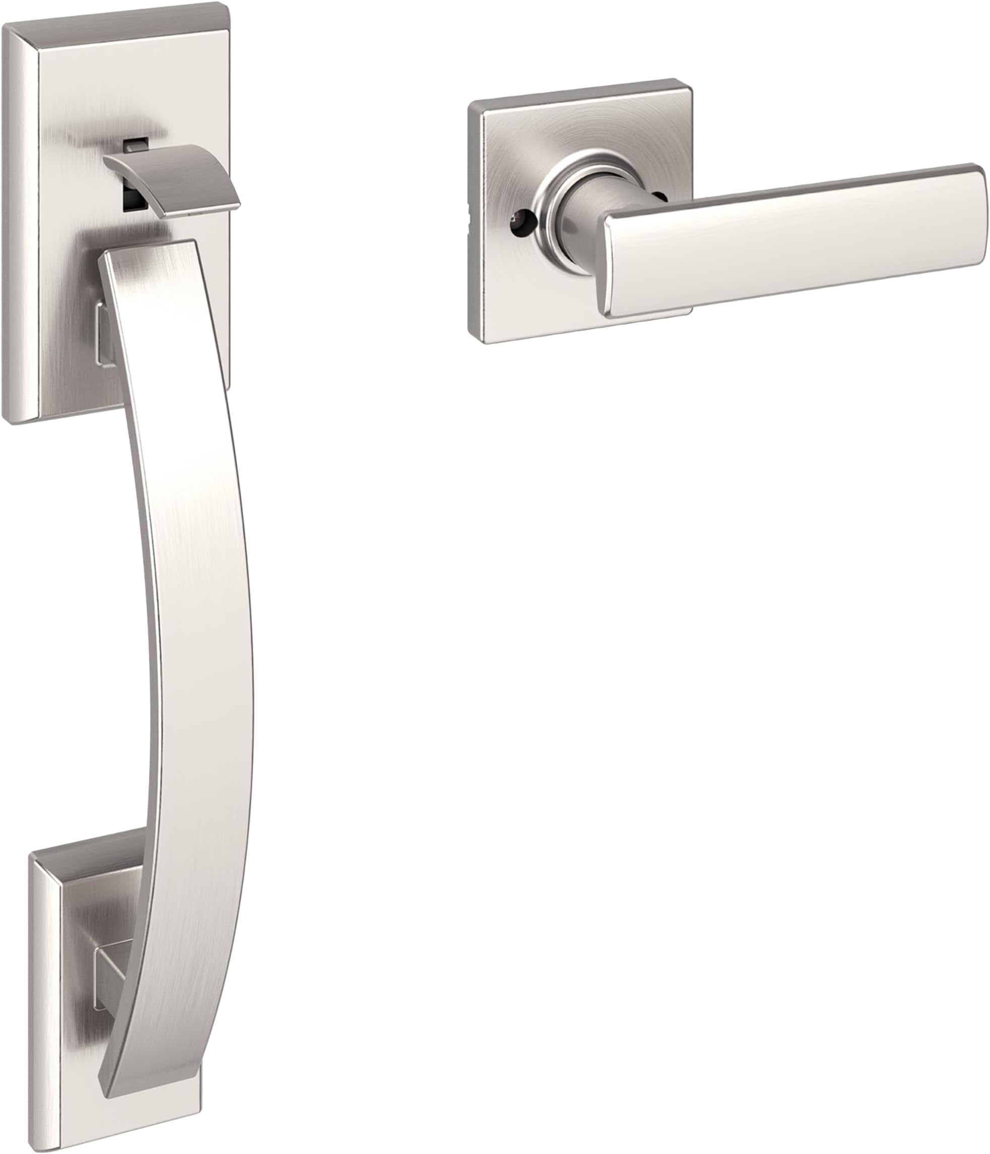 Weiser Satin Nickel Front Door Lock And Handle Set Tavaris Handleset