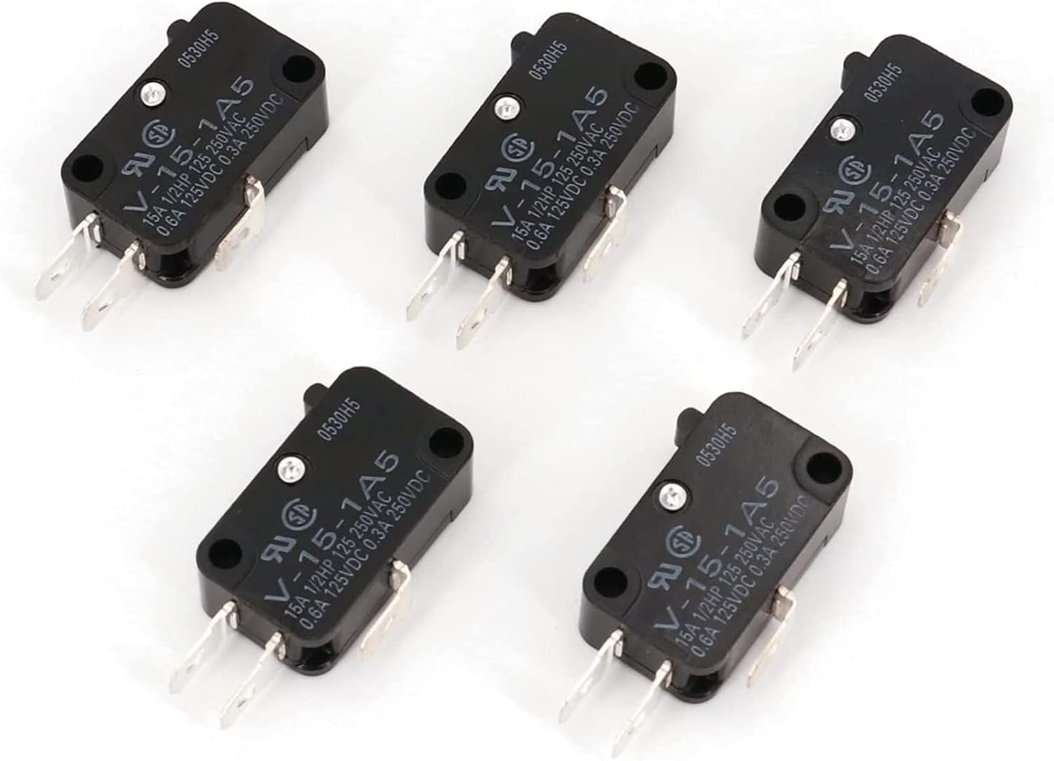Amazon.co.jp: スイッチ マイクロスイッチ5pcs V-15-1A5 3ピンモーメントピンプランジャー com-nc-noマイクロ ...