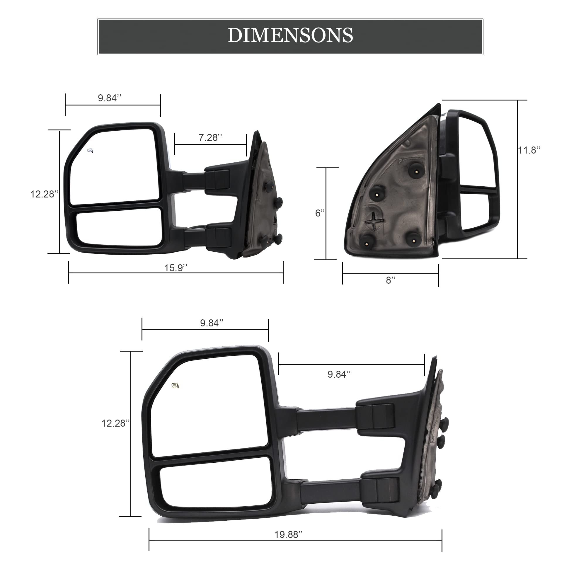 Snapklik.com : Upgrade Style Towing Mirrors Fit For 1999-2016 Ford F250 ...