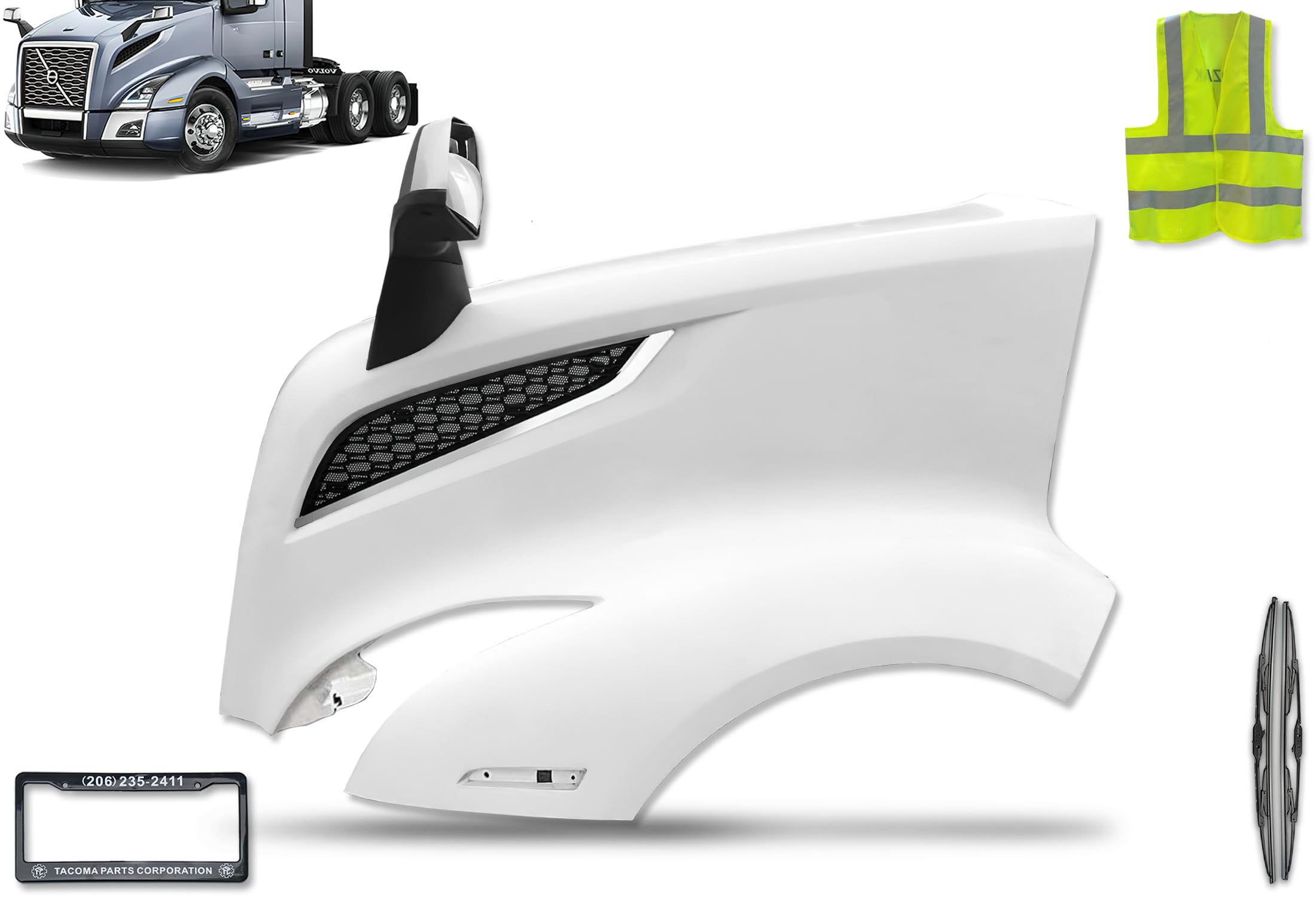 Amazon.com: KOZAK Fiberglass Hood Fender (Left Driver Side) with Air ...