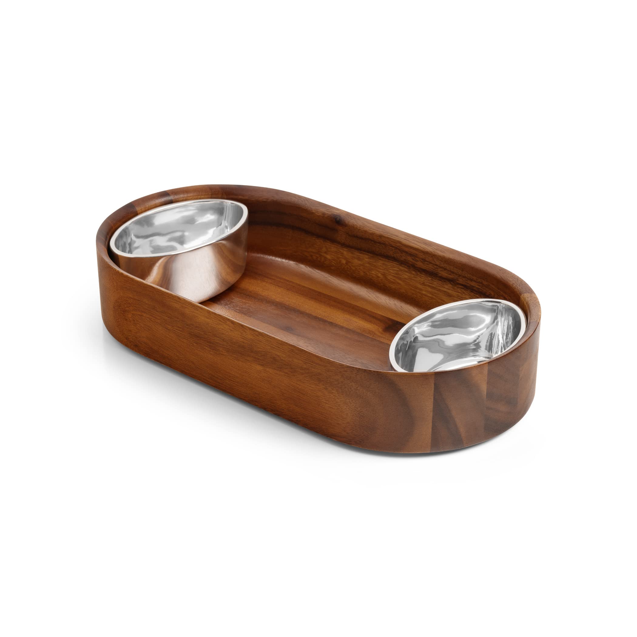 Snapklik.com : Nambe Oblong Nest Chip And Dip Serving Bowl Wooden ...