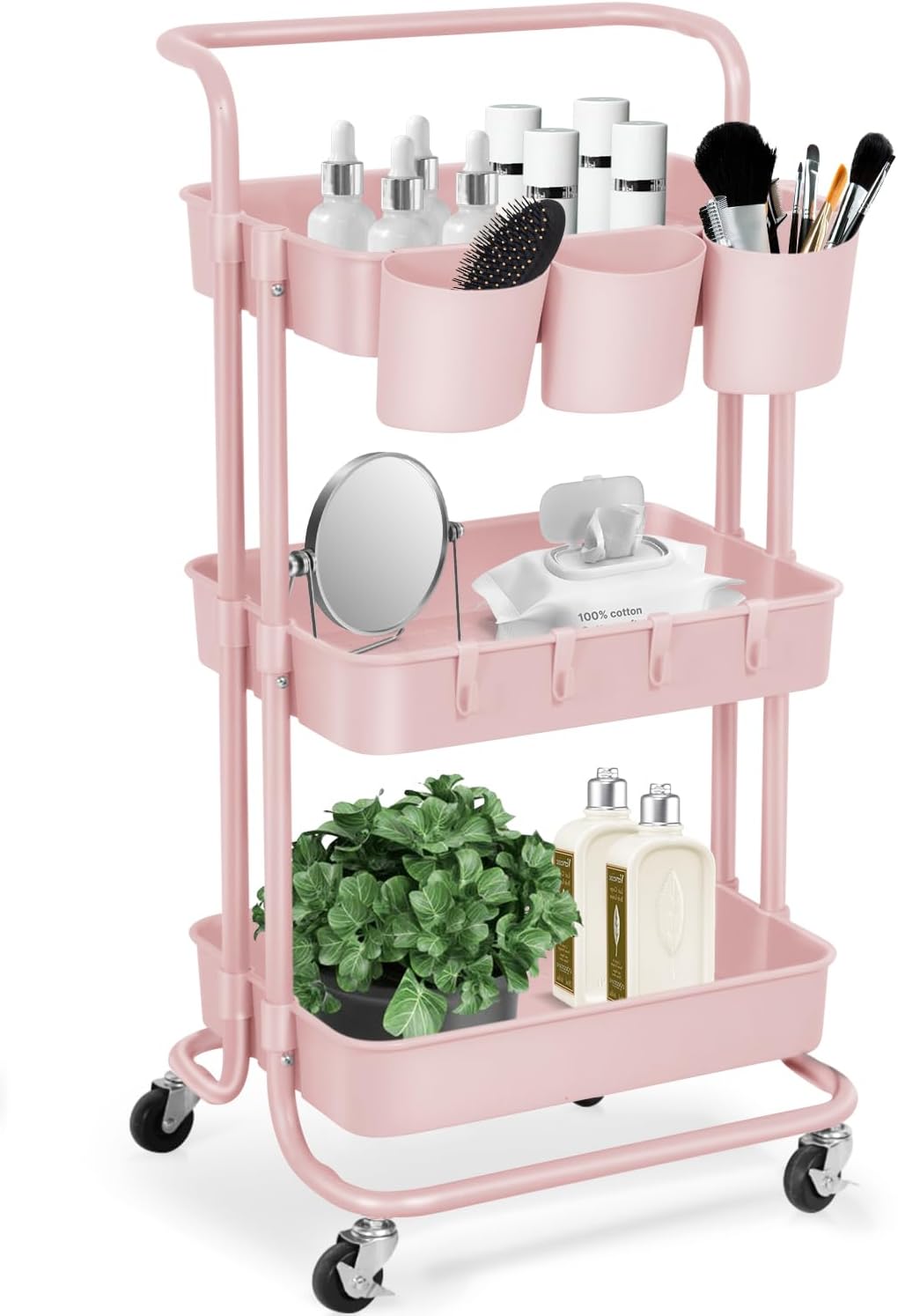 Amazon.com: AGTEK Makeup Cart, Movable Rolling Organizer Cart, 3 Tier ...