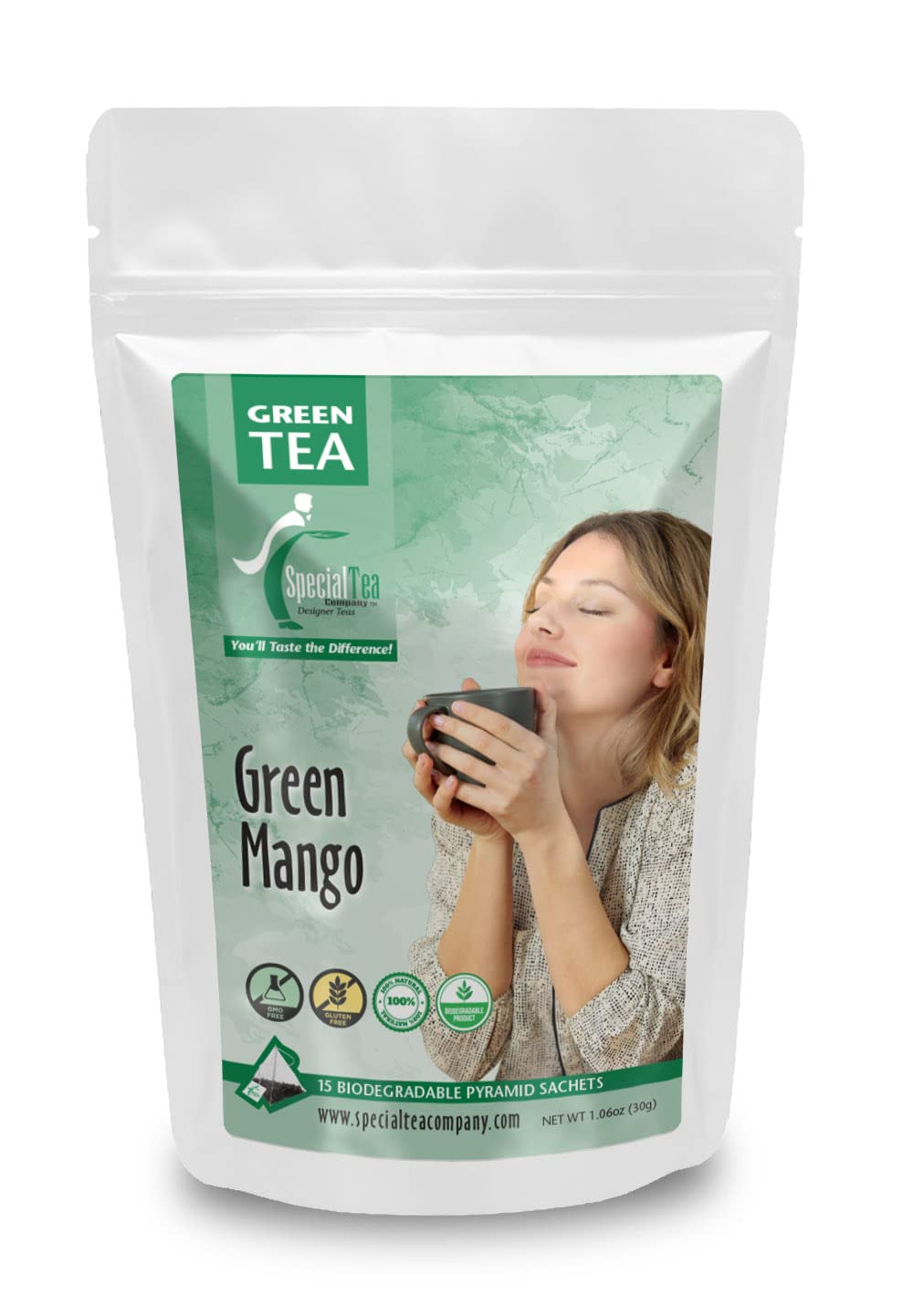 Amazon.com : Special Tea Green Mango Green Tea Pyramid 15 Sachets ...