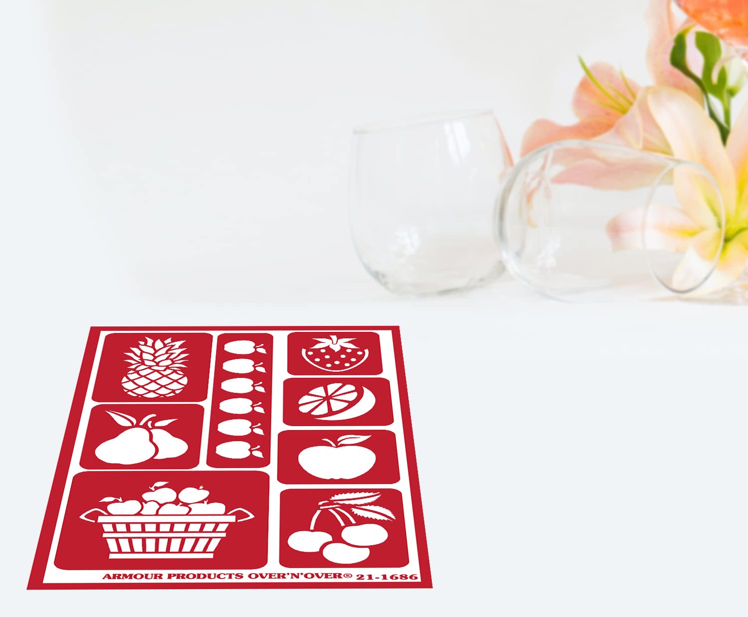 Snapklik.com : 2 Reusable Glass Etching Stencils - Fruit Stencil ...