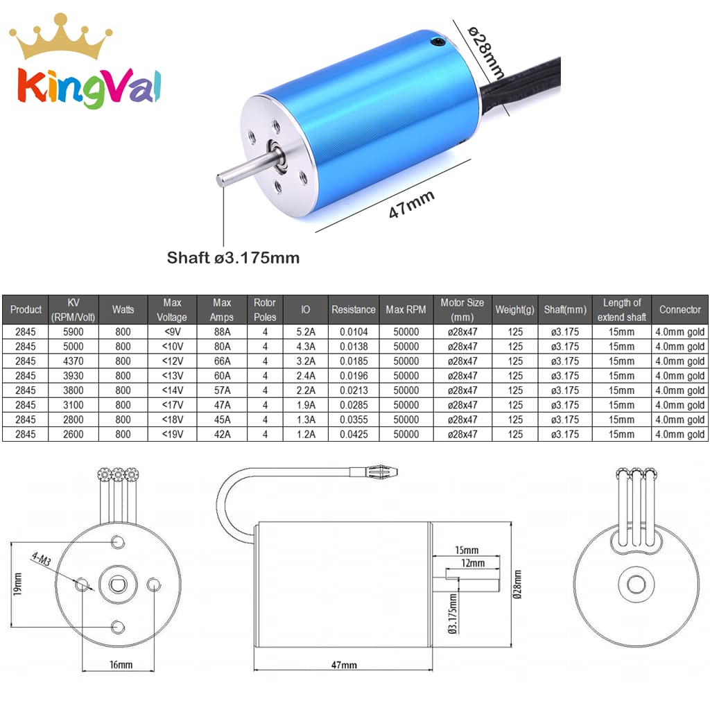 Snapklik.com : KingVal Replacement 2845 5900KV Brushless Sensorless ...