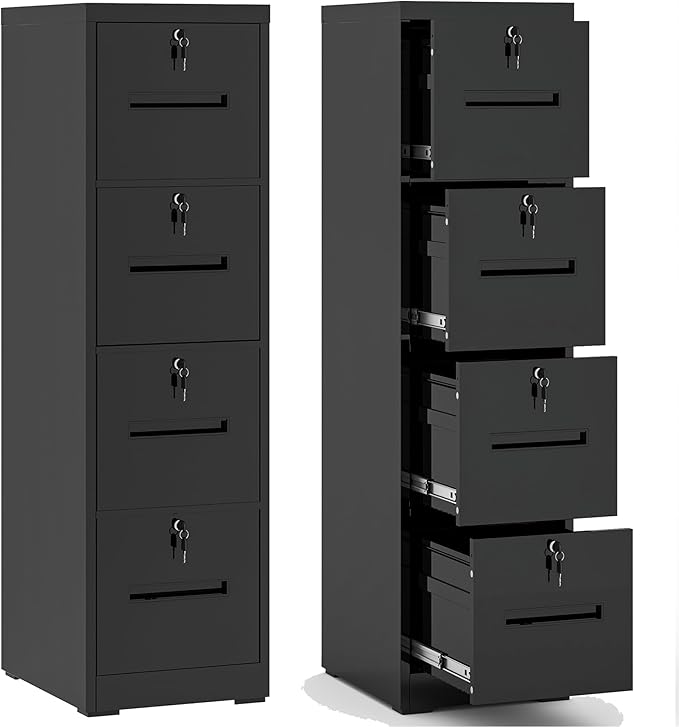 Amazon.com: IKIMI 4 Drawer File Cabinet,Vertical Filing Cabinet with 4 ...