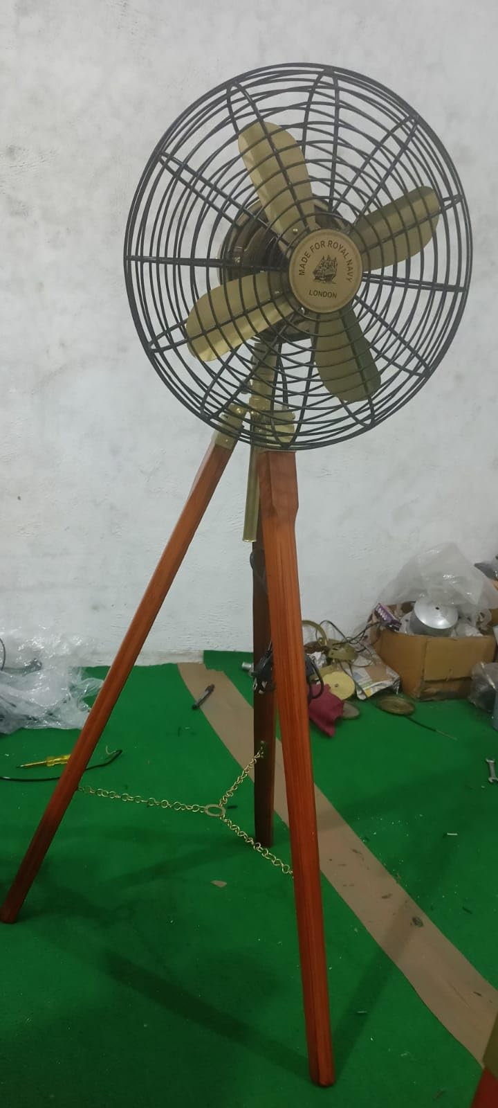 Buy Modern Look Antique Tripod Fan Floor Lamp with Stand (black & brown ...