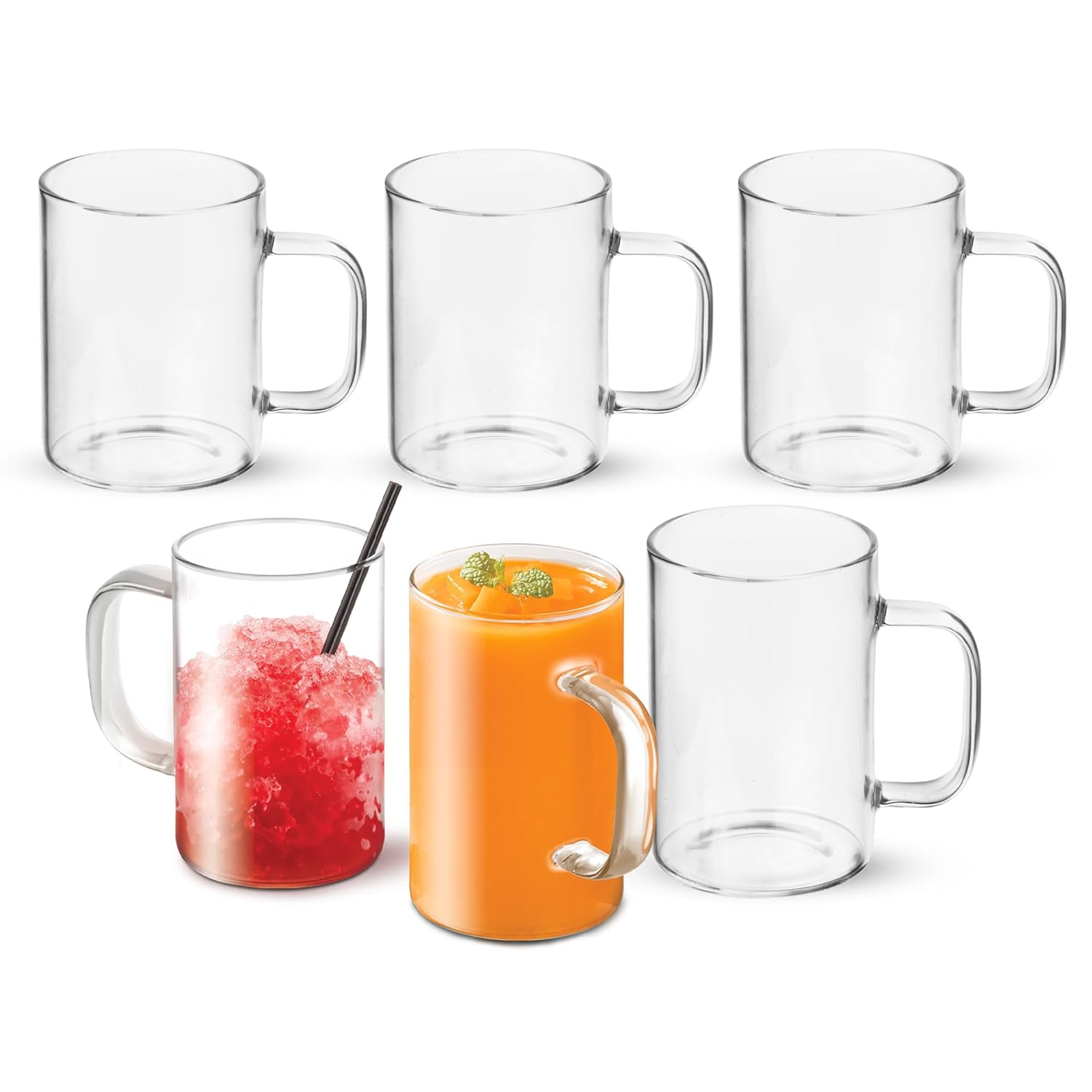 Treo by Milton Borosilicate Vista Glass Tea Mug Set of 6, 220 ml Each ...