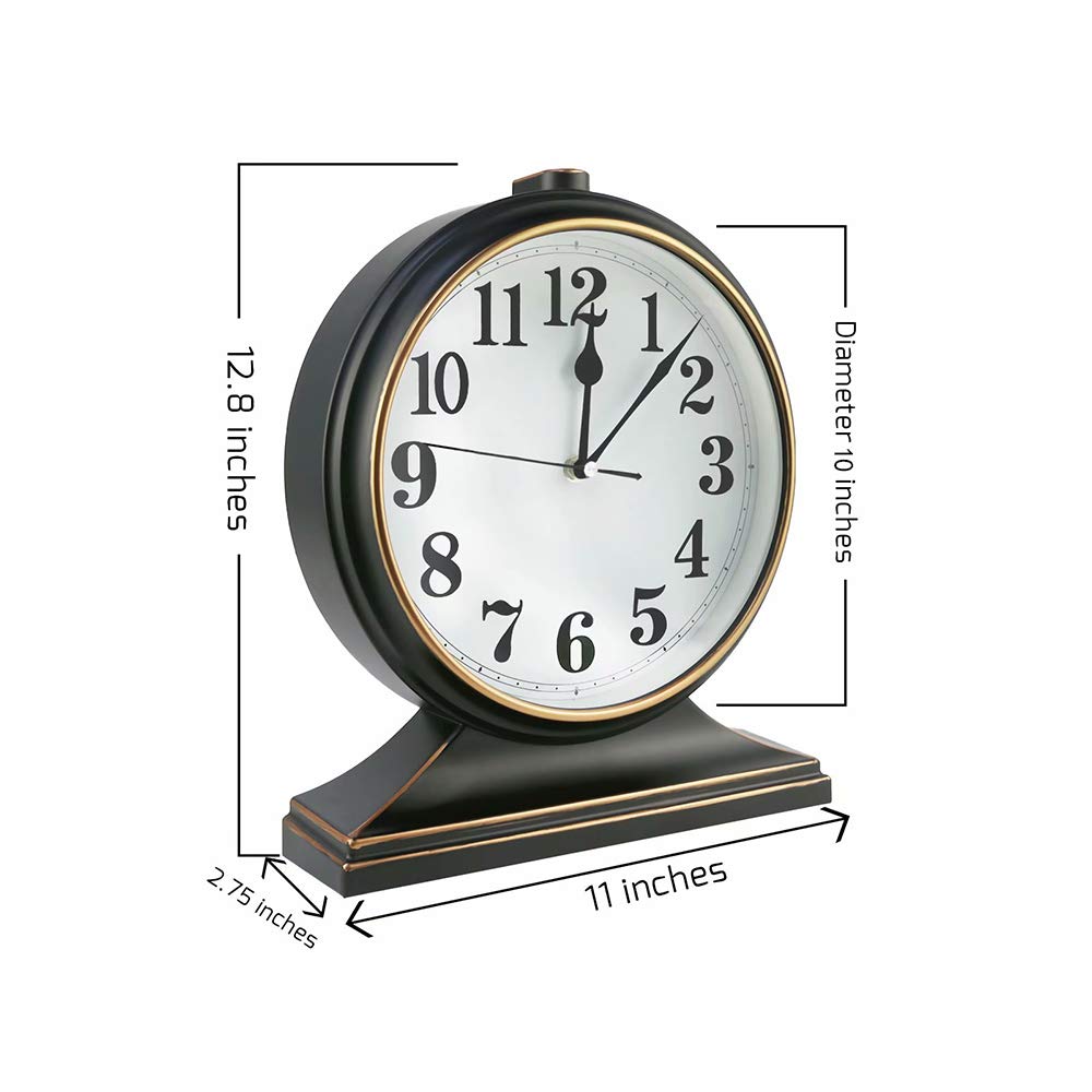 Beesealy Table Clock-Modern Table Clock Silent-Non-Ticking 10-inch dial ...