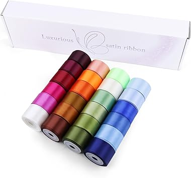 120 Yards Satin Ribbon for Wedding Bouquet DIY Crafts 1 Inch, Solid ...