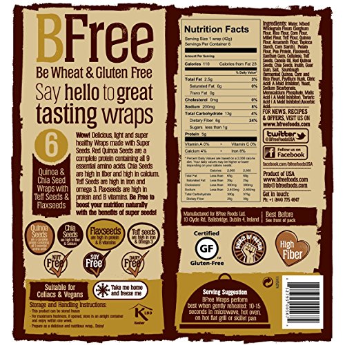Bfree Gluten Free Tortilla Wrap 8\" Quinoa & Chia Seed With Teff ...