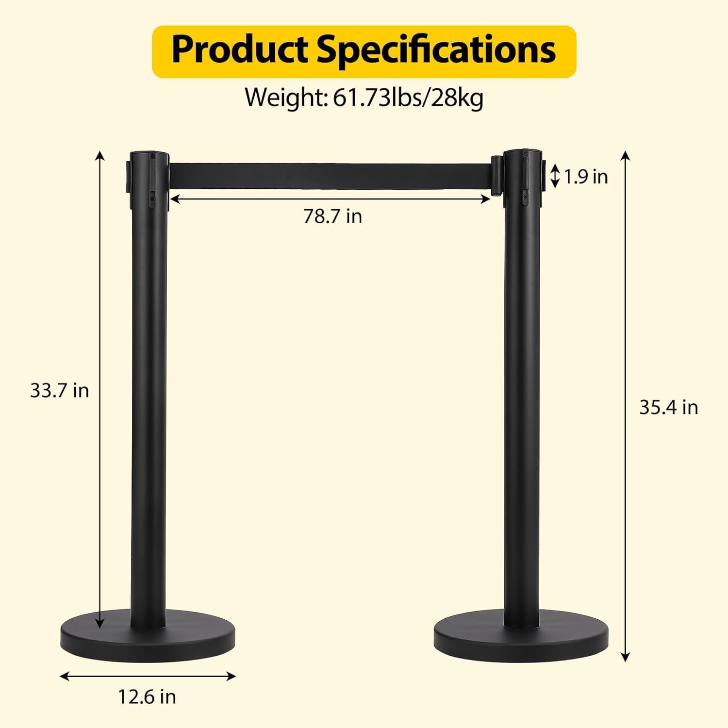 Retractable Belt Barrier Stanchions 2-Pack Retractable Belt Stanchions ...