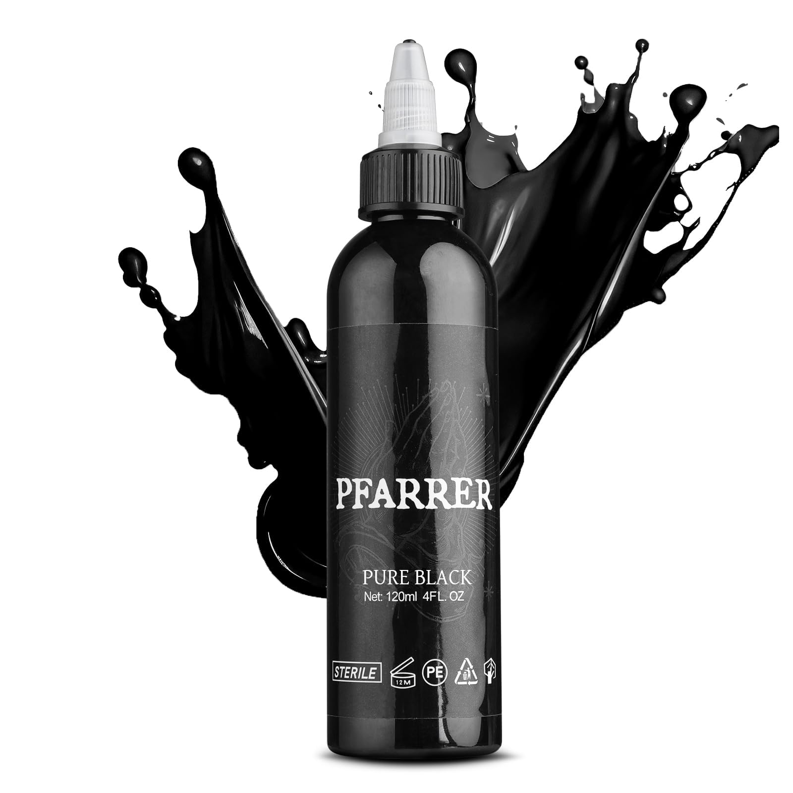 Amazon.com: PFARRER Black Tattoo Ink 4oz(120ml) Vegan-Friendly USA ...