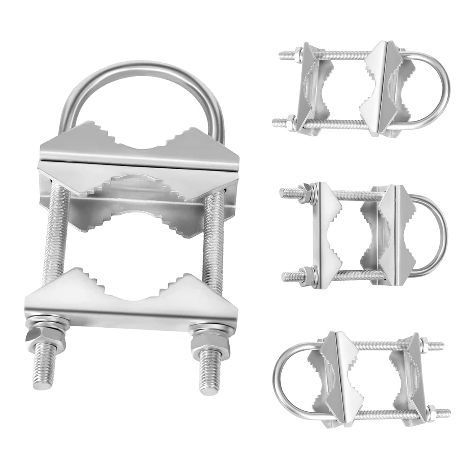 Snapklik.com : Double Antenna Mast Clamp Heavy Duty V-Jaw Bracket
