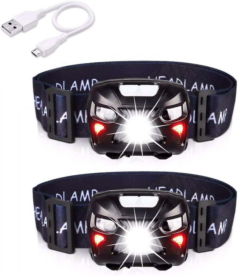APUNOL 2Packs Head Torch, Rechargeable Waterproof Headlamp LED ...