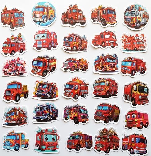 Amazon.com - 50Pcs 50Pcs Cute Firetruck Stickers Firetrucks Decal ...