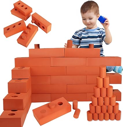 DIYASY 24 PCS Foam Bricks Building Set with Connecting Accessories ...