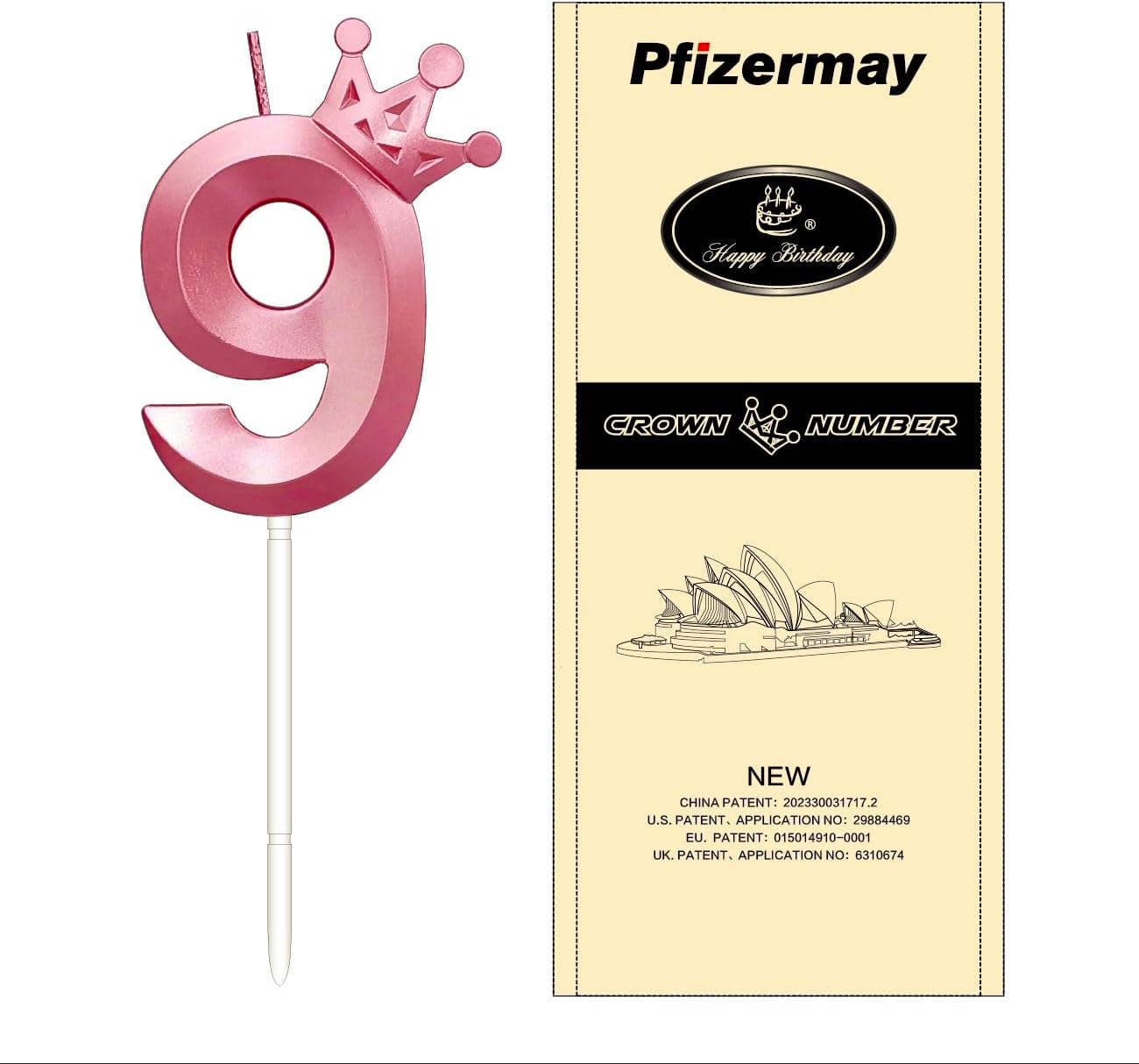 Amazon.com: 9th Birthday Candle Nine Years Pink Happy Birthday Number 9 ...