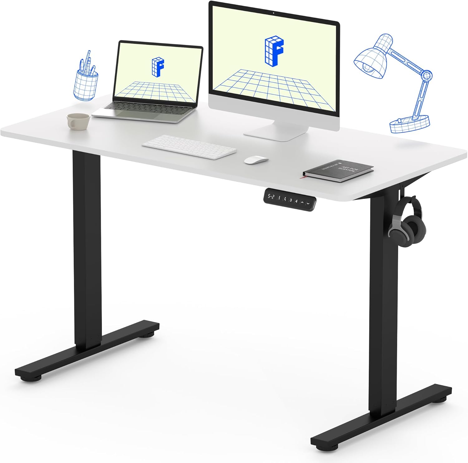 FLEXISPOT QN1 140 * 80cm Standing Desk ONE PIECE Desktop Electric Height Adjustable Sit Stand Up ...