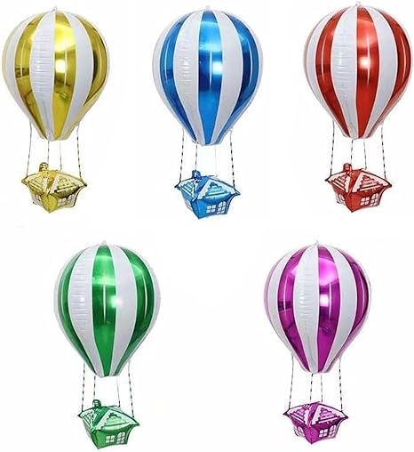 Amazon.com: BinaryABC Hot Air Balloon 4D Foil Balloon Aluminum Mylar ...