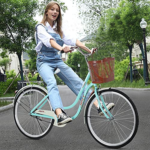 26 Inch 1 Speed Classic Retro Style Bike with Basket and Seat, Cruiser ...