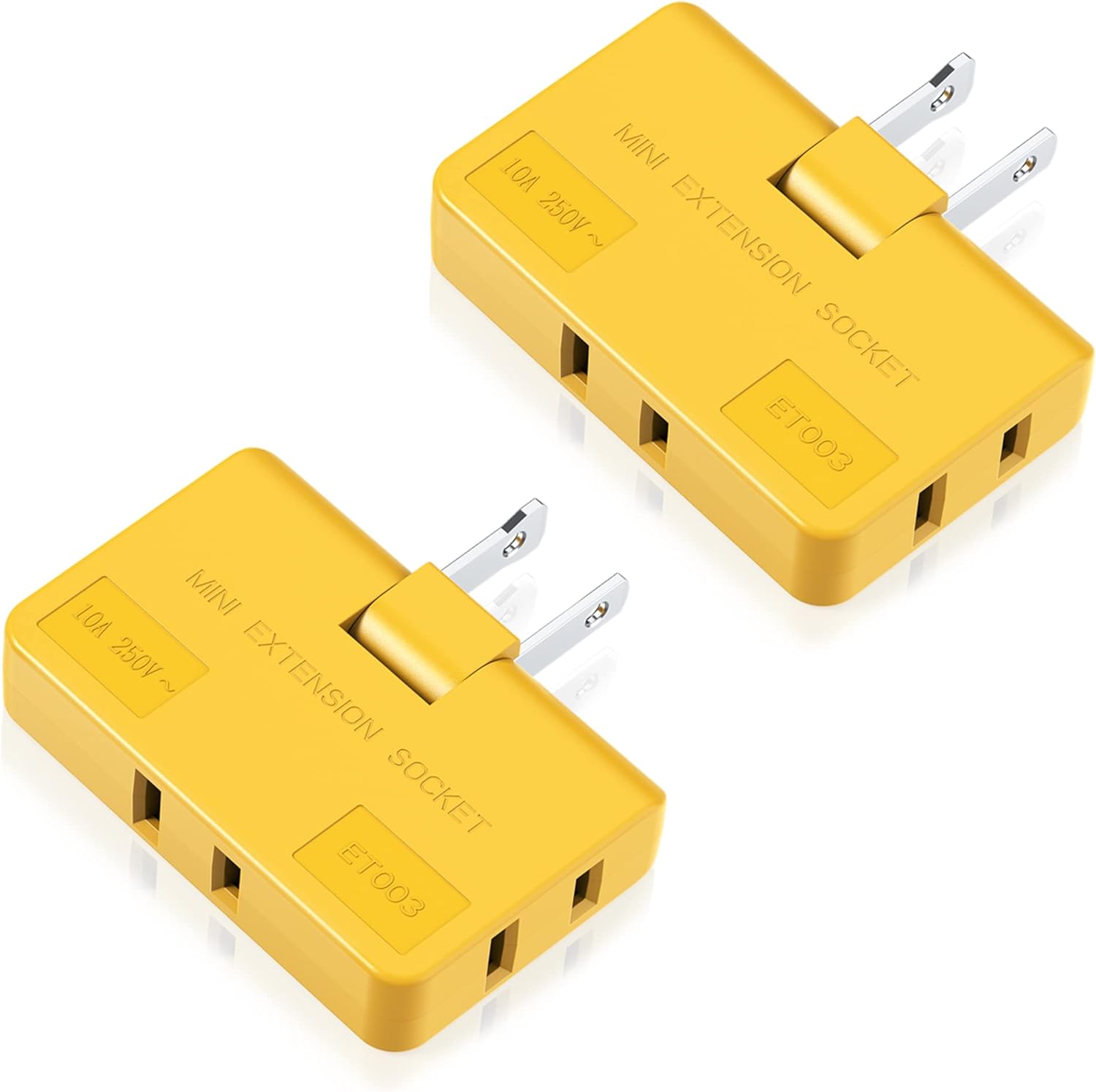 Amazon.com: ETwinCoo 3 Way Flat Plug Adapter-2 Prong Swivel Indoor Mini ...
